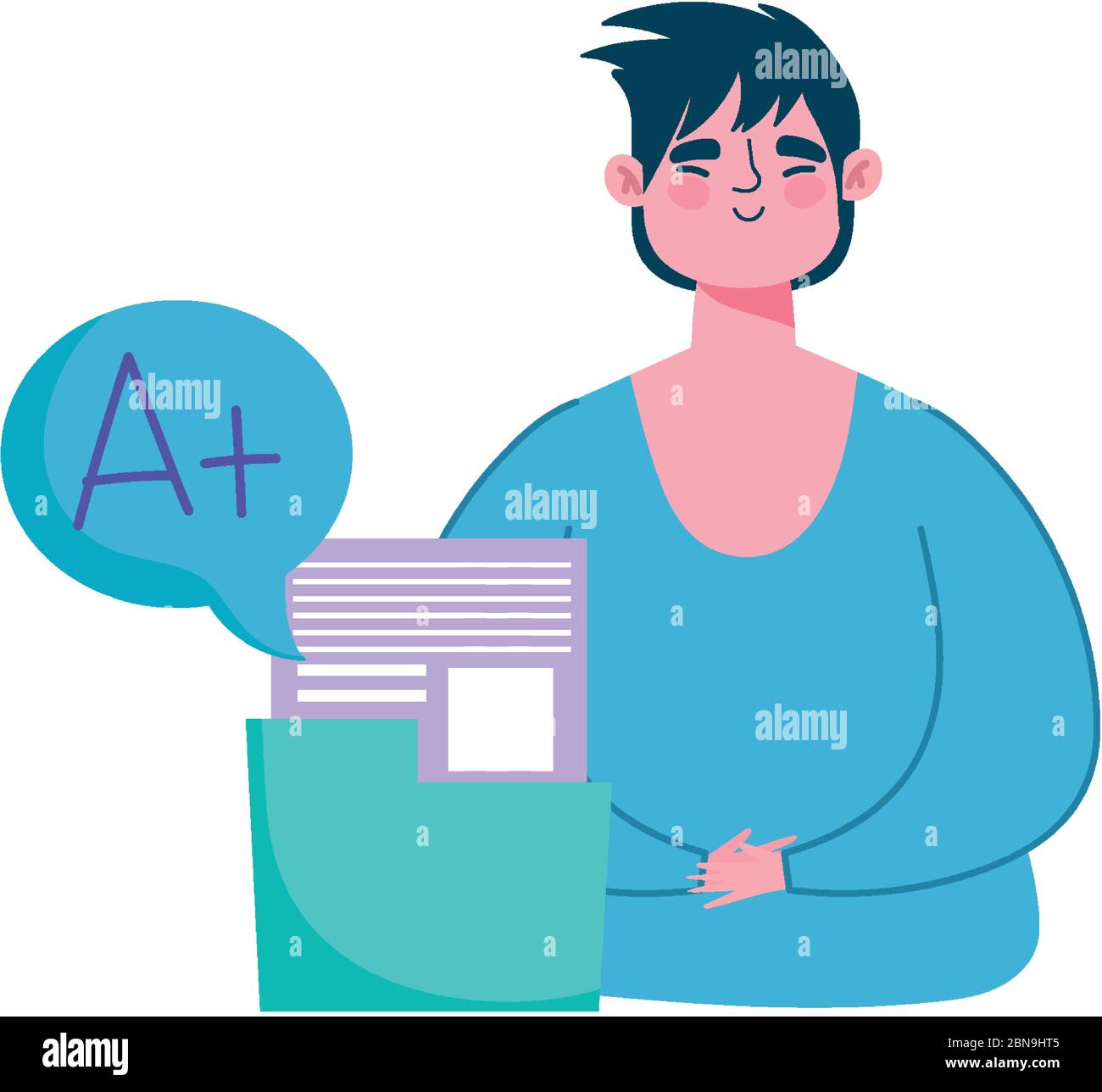 online education, student boy score a plus school data design vector ...