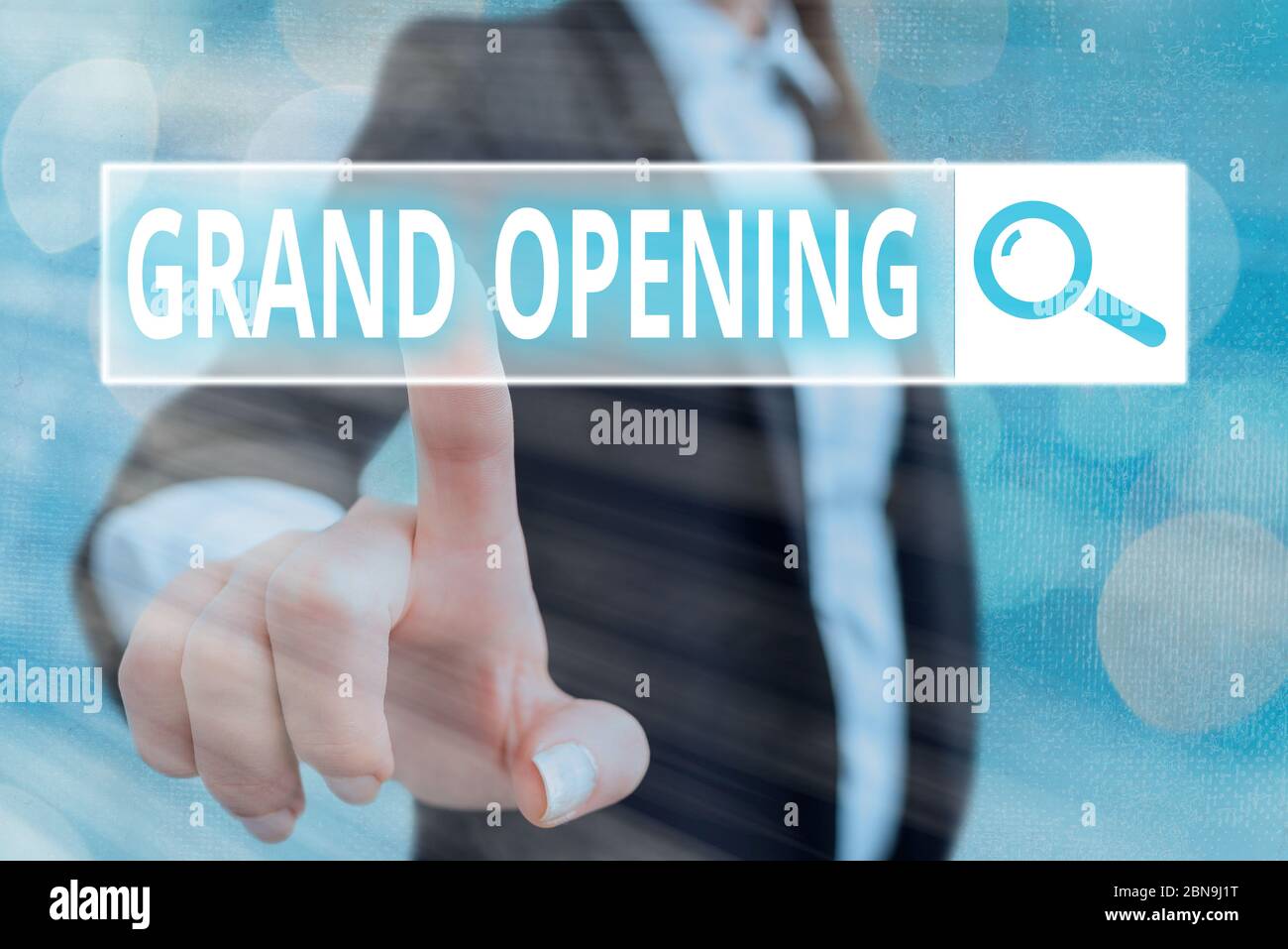 Writing note showing Grand Opening. Business concept for Ribbon Cutting ...