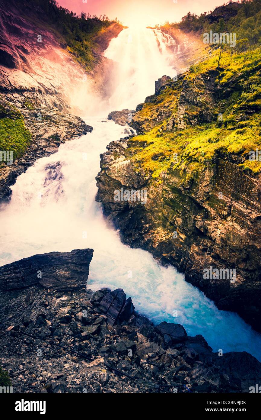 Waterfall in Norway, Scandinavia Stock Photo - Alamy
