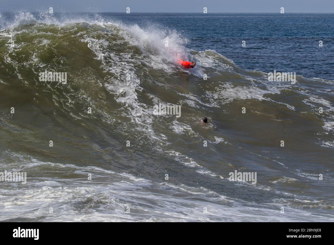 Bodysurfer riding a wave at the world famous bodysurfing location The ...