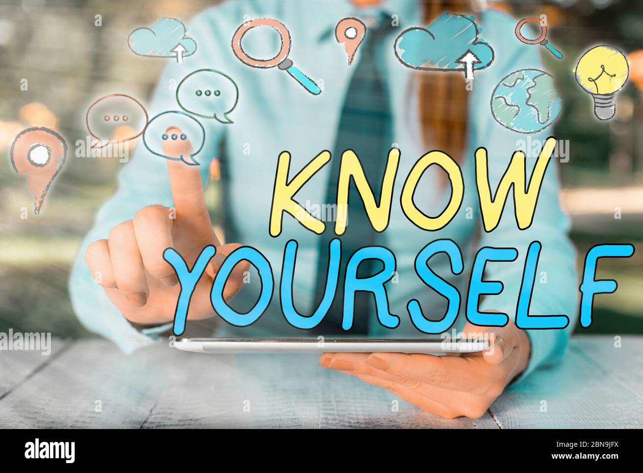 Text sign showing Know Yourself. Business photo showcasing Find You ...