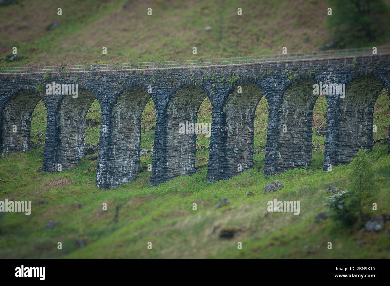 Detail of the stone arches of the railway bridge at Crianlarich ...