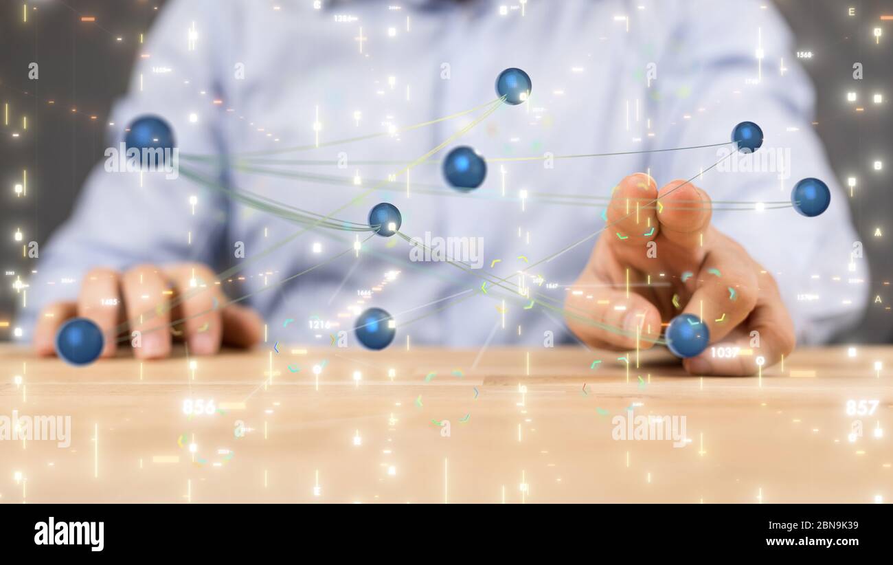 A Big data visualization. Network connection structure Stock Photo - Alamy
