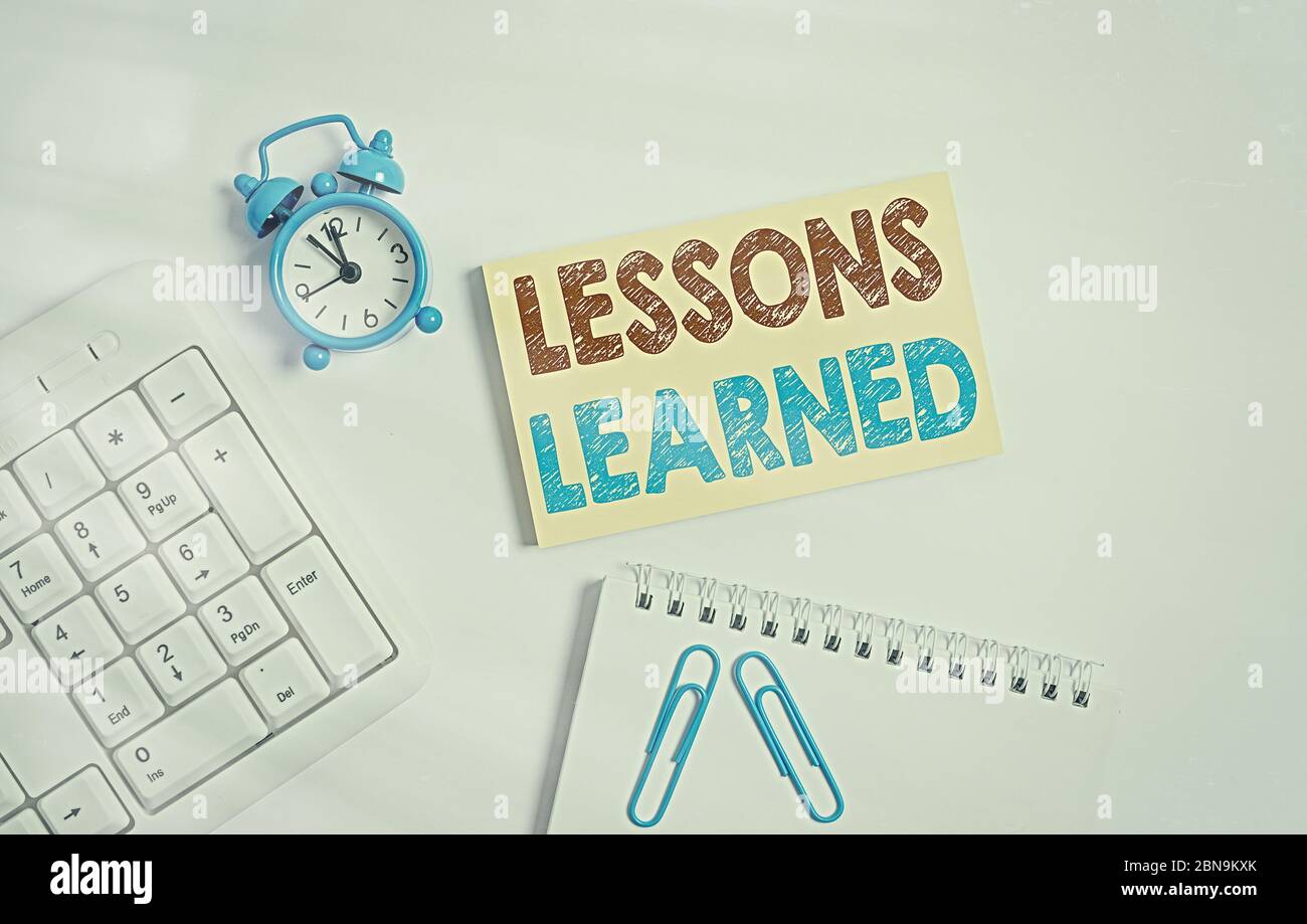 Writing note showing Lessons Learned. Business concept for information ...