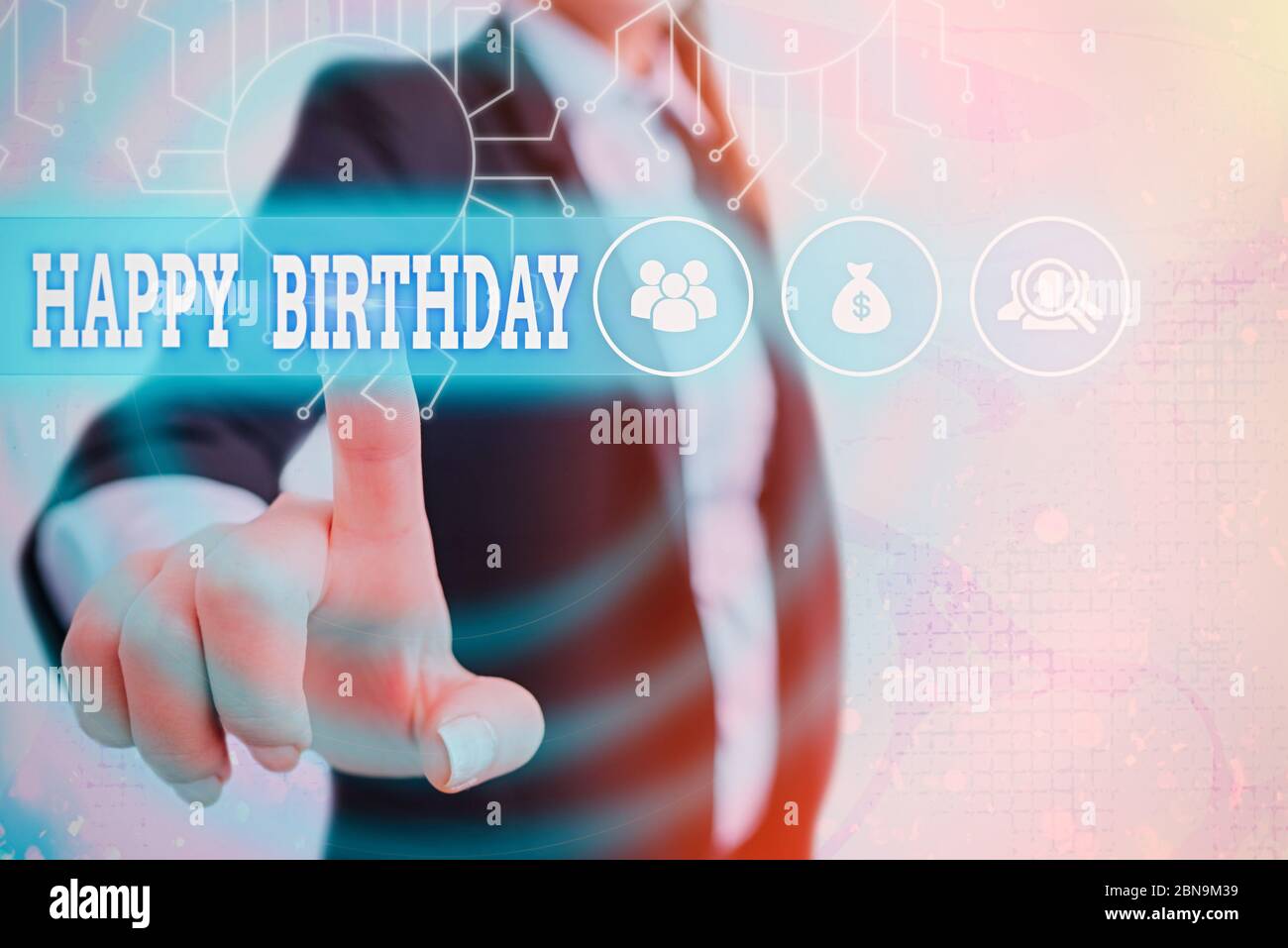 Writing note showing Happy Birthday. Business concept for The birth ...