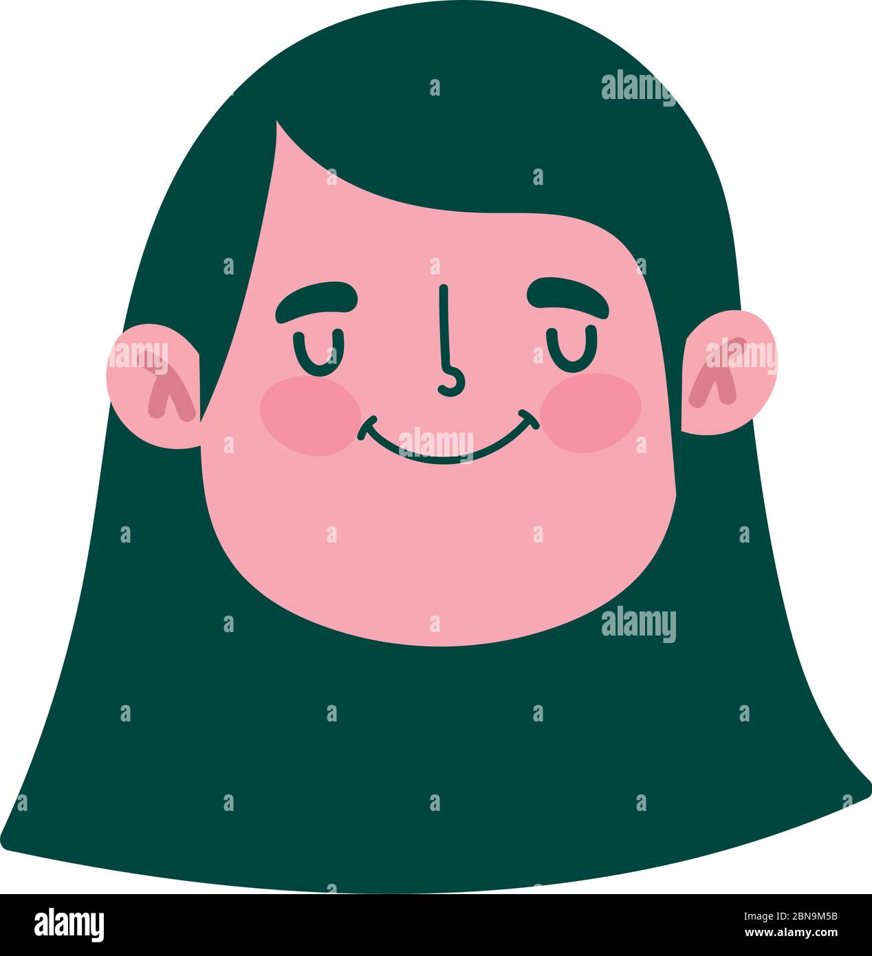 smiling girl face character cartoon isolated design icon vector ...