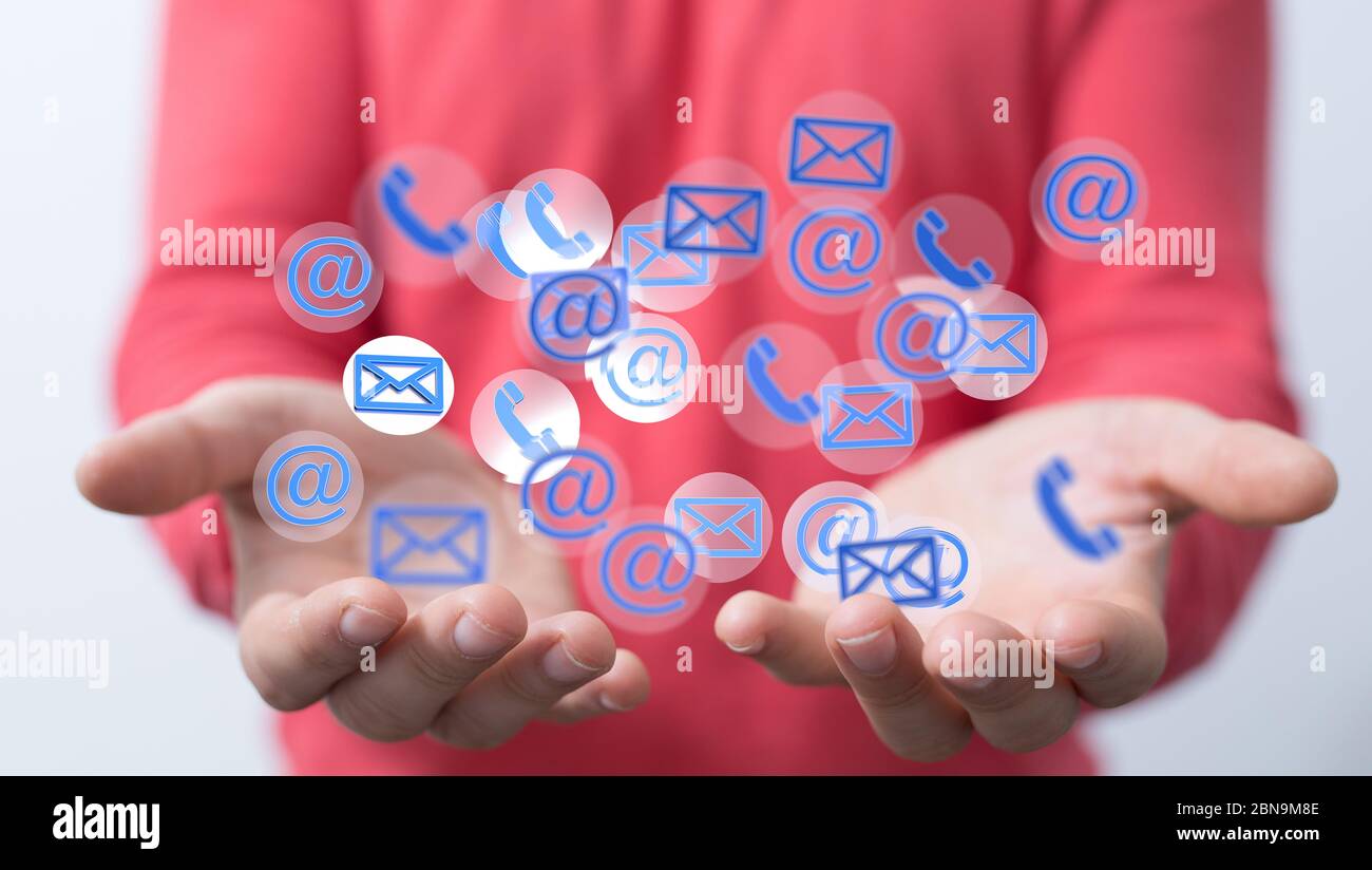 Hand Touching Email With Finger Stock Photo - Alamy