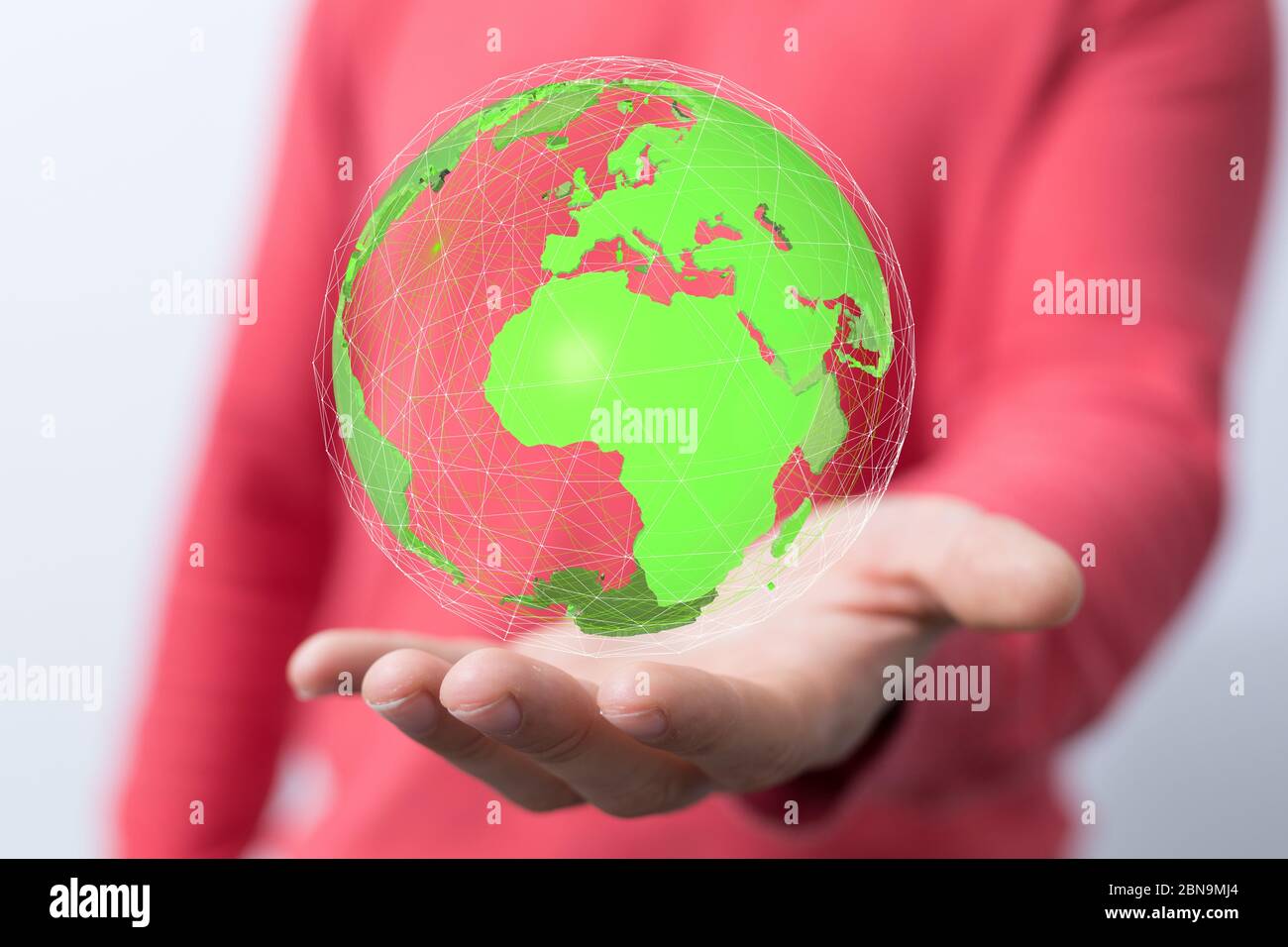 A Human Hand Holding The World In Hands Stock Photo - Alamy