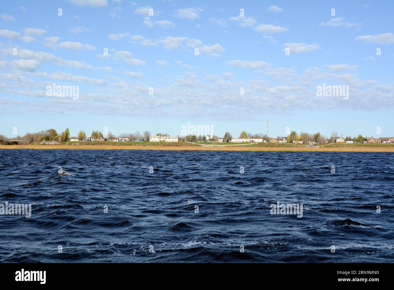 The indigenous Cree town of Moosonee at the mouth of the Moose River ...