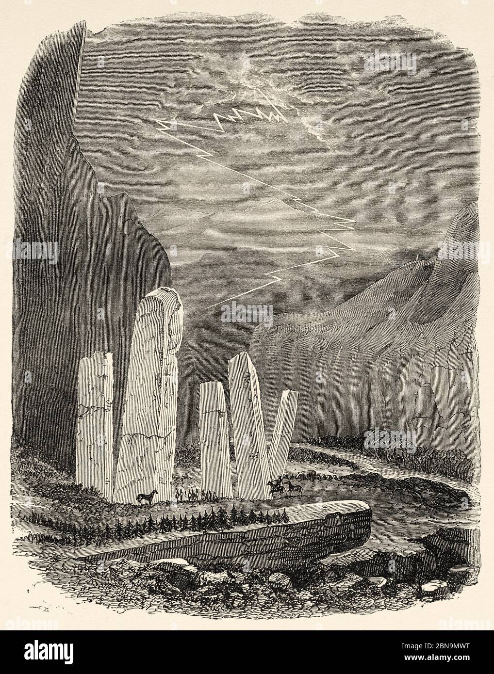 Tibet sacred Garuda valley Himalayas mountain stone, Tibet. Central ...