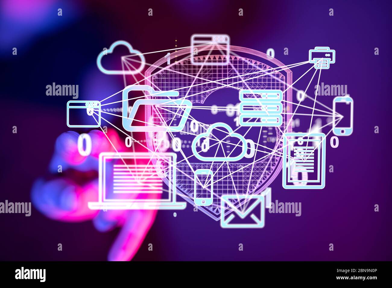 A Data transmission channel. Motion of digital data flow. Transferring ...