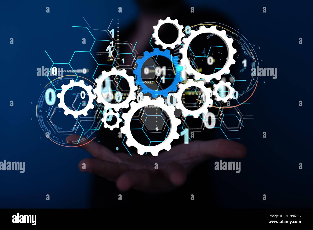 A Industry 4.0 concept - Robot arm in smart factory background Stock ...