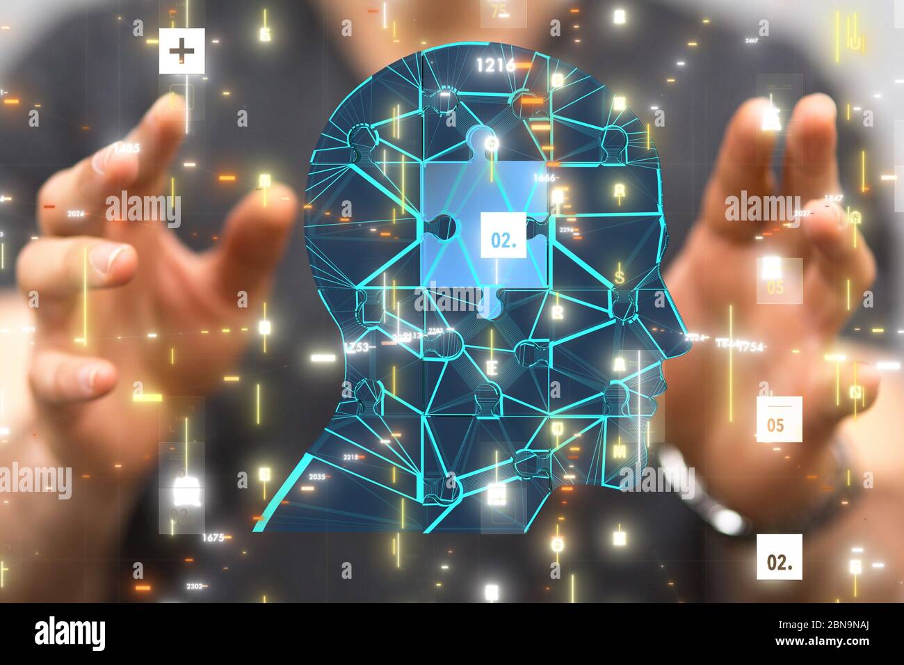 A Human head cyber mind digital technology Stock Photo - Alamy