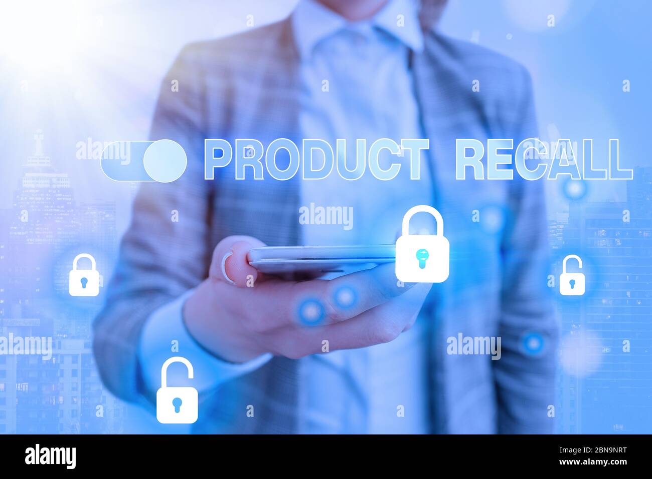 Text sign showing Product Recall. Business photo showcasing Request by ...