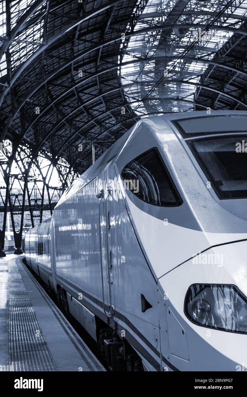 high-speed train at the railway station Stock Photo - Alamy