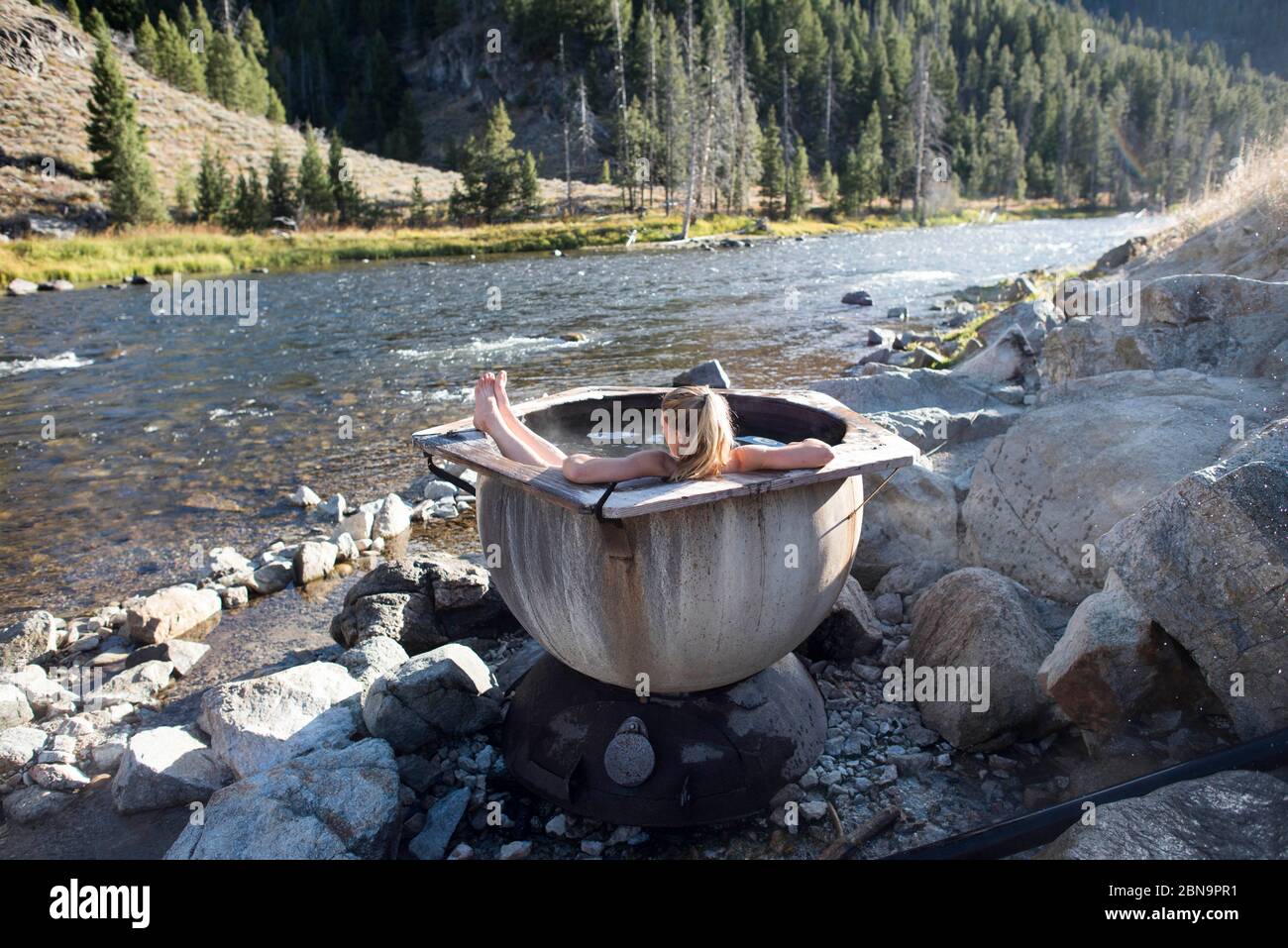 Woman enjoying hot springs hi-res stock photography and images - Alamy