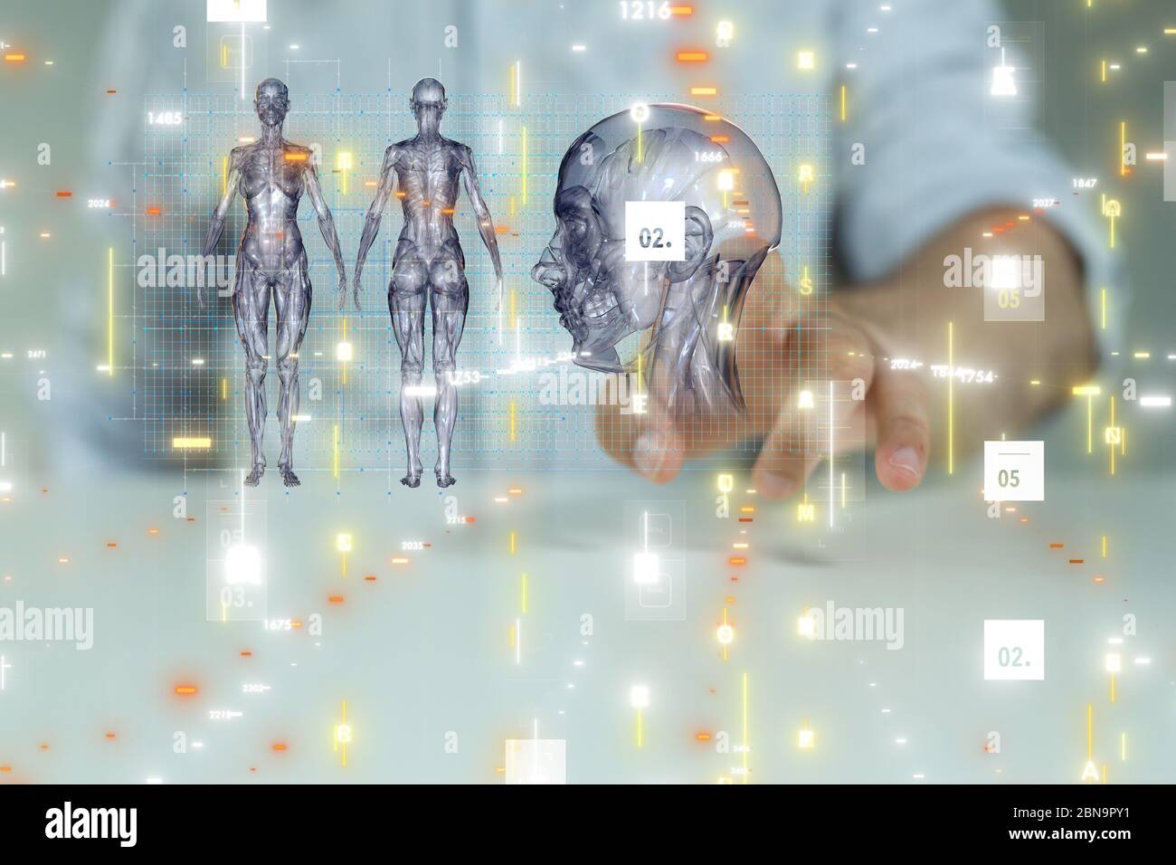 A medical network connection with modern virtual screen interface Stock ...