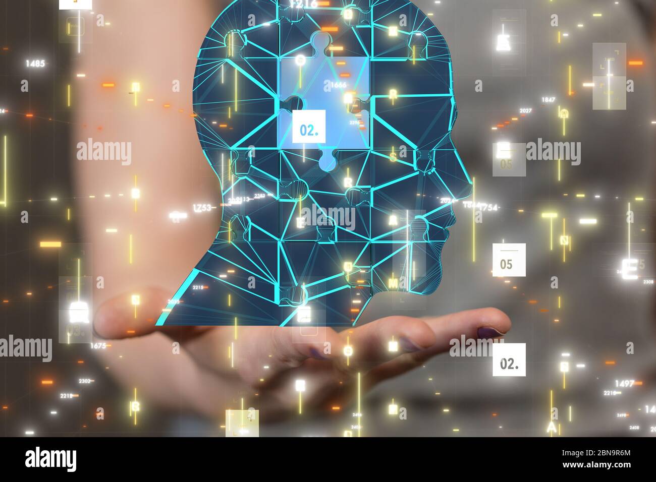 A Human head cyber mind digital technology Stock Photo - Alamy