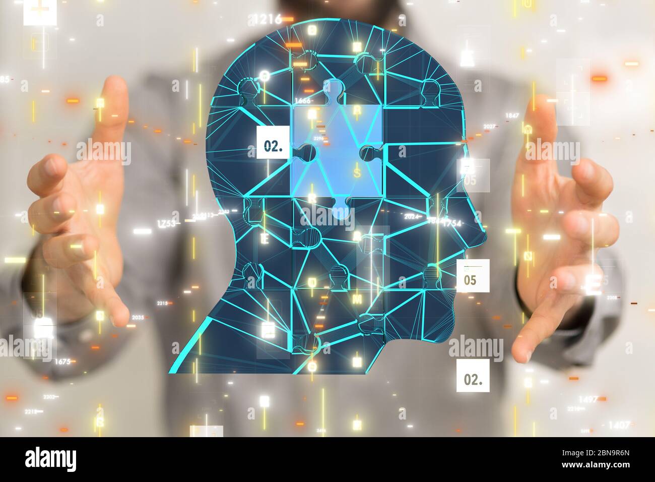 A Human head cyber mind digital technology Stock Photo - Alamy