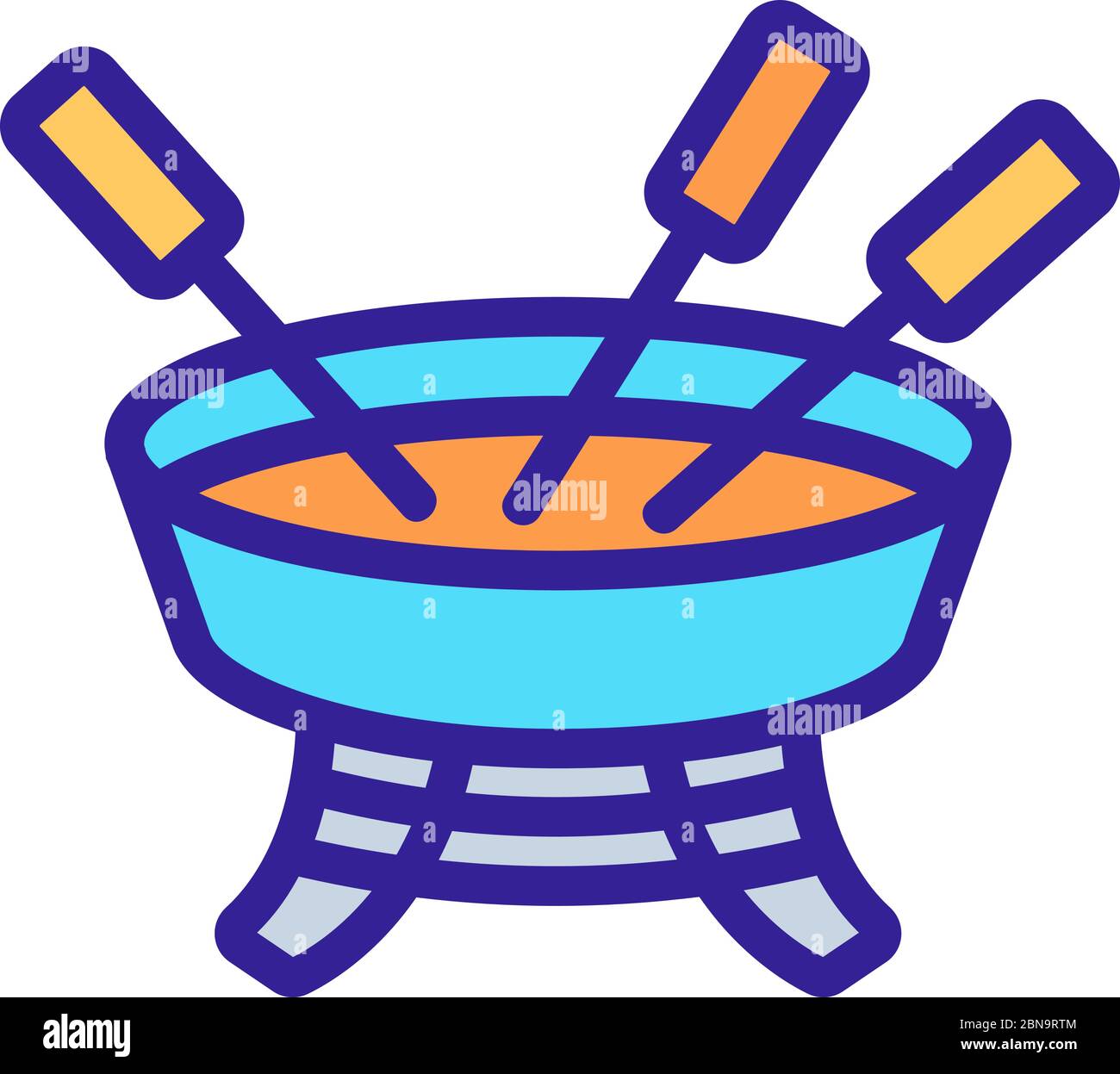 fondue with forks and skewers icon vector. fondue with forks and ...