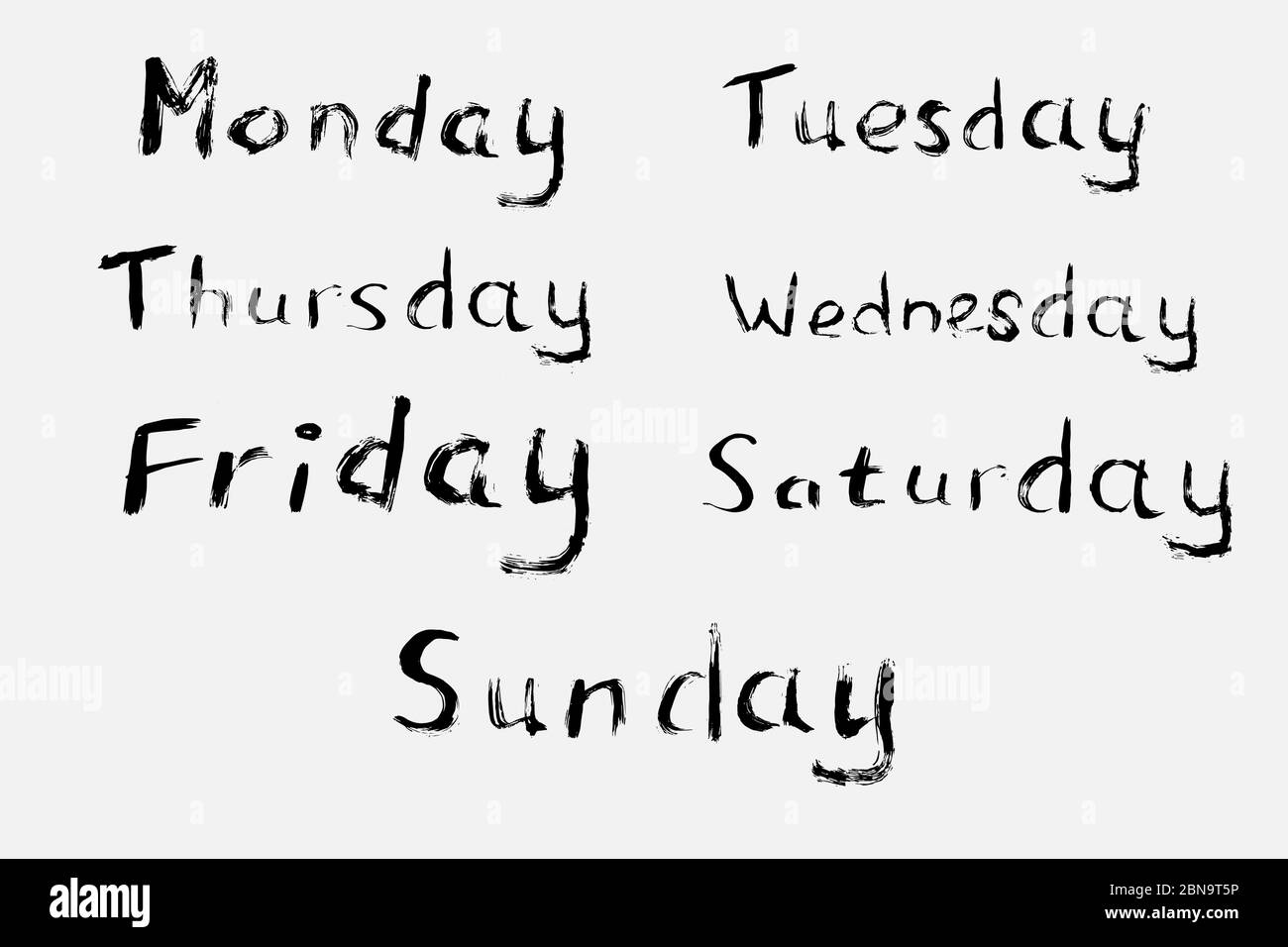 Days of the week poster Black and White Stock Photos & Images - Alamy