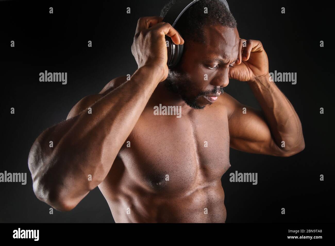 strong man with a protein shake mixer Stock Photo - Alamy