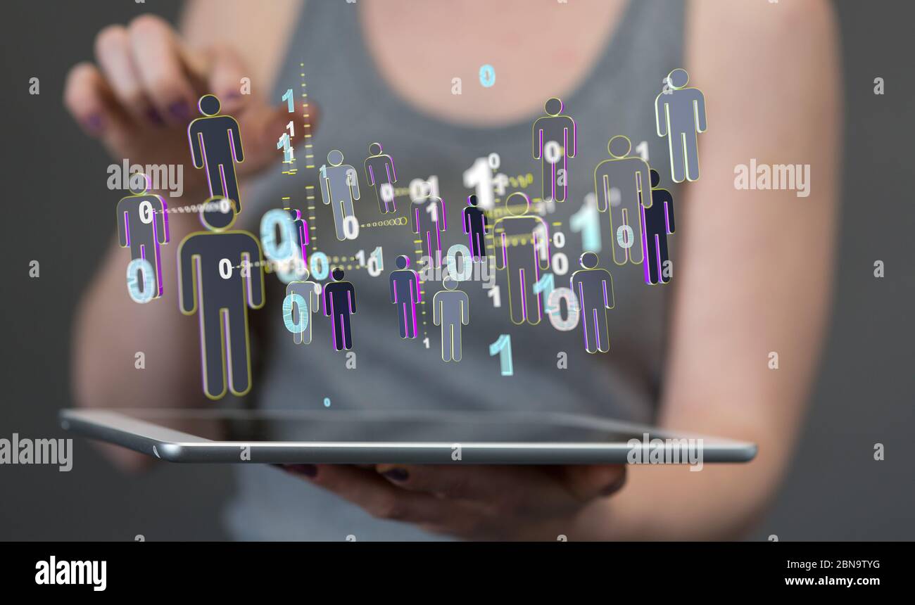 A connected symbols for digital, interactive and global communication ...