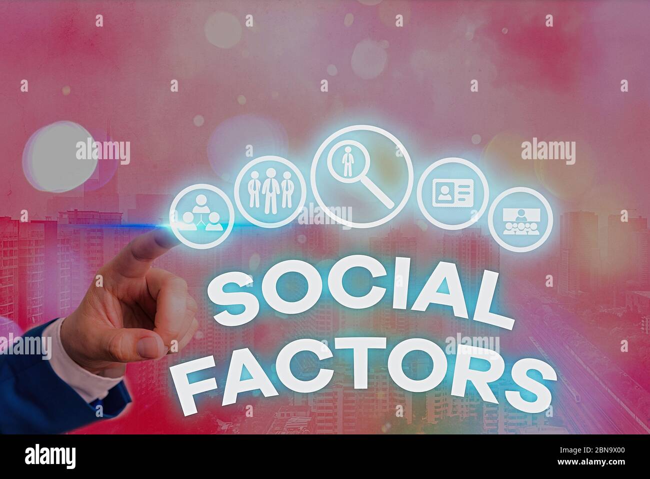 Conceptual hand writing showing Social Factors. Concept meaning Things ...