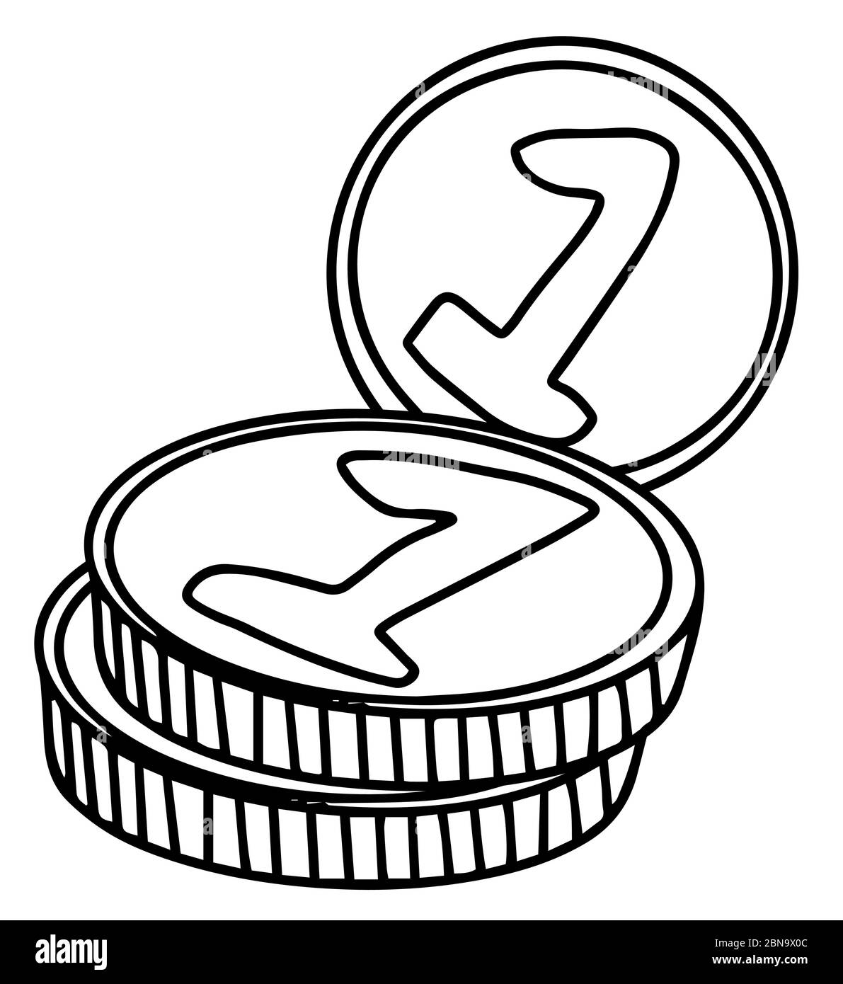 Doodles coins. Hand drawing isolated on a white background vector ...