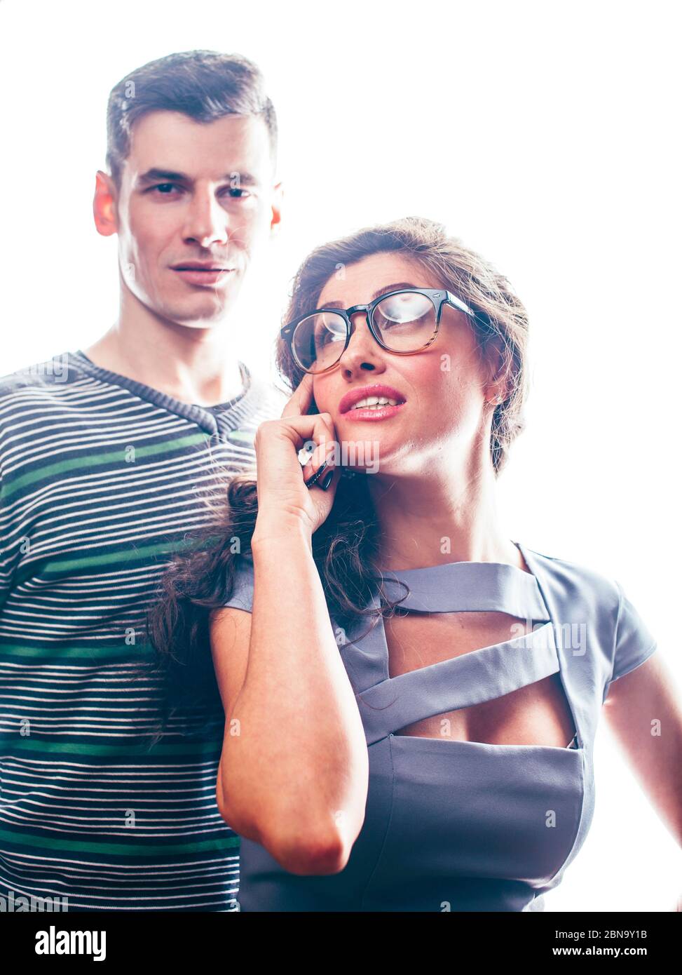 Love Affair At Work Young Pretty Couple Man And Woman Together