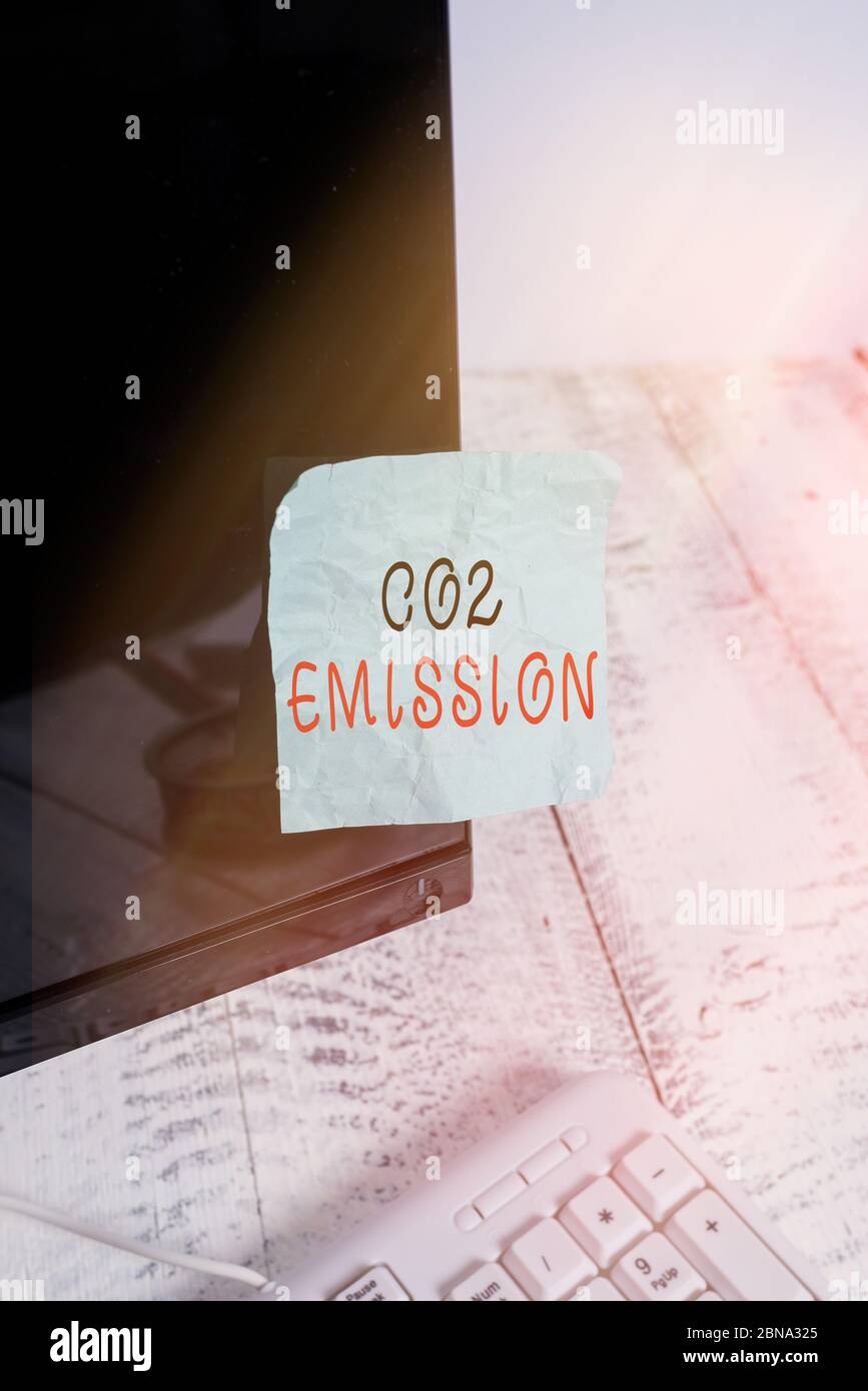 Text sign showing Co2 Emission. Business photo text Releasing of ...