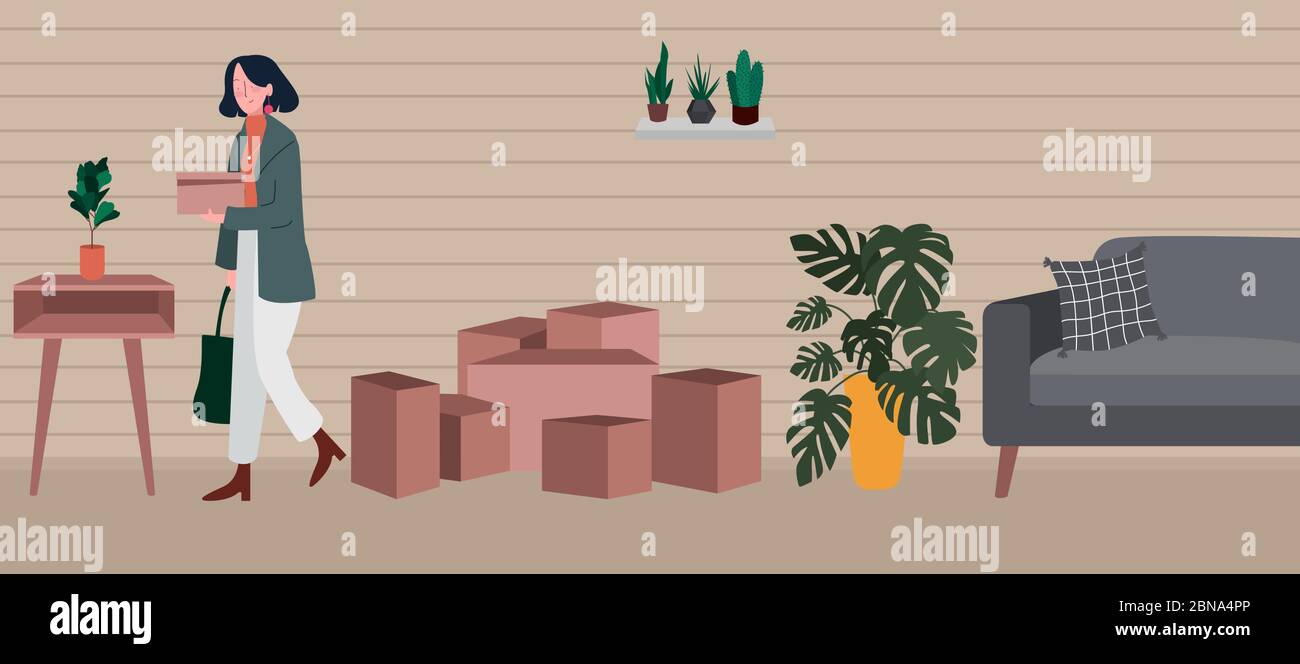 Women delivered packet in box order by customer modern flat cartoon ...