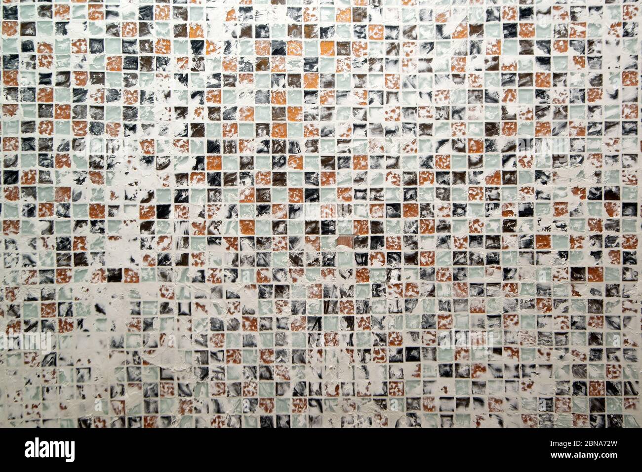 Texture and background for square mosaic ceramic tiles on the walls of ...