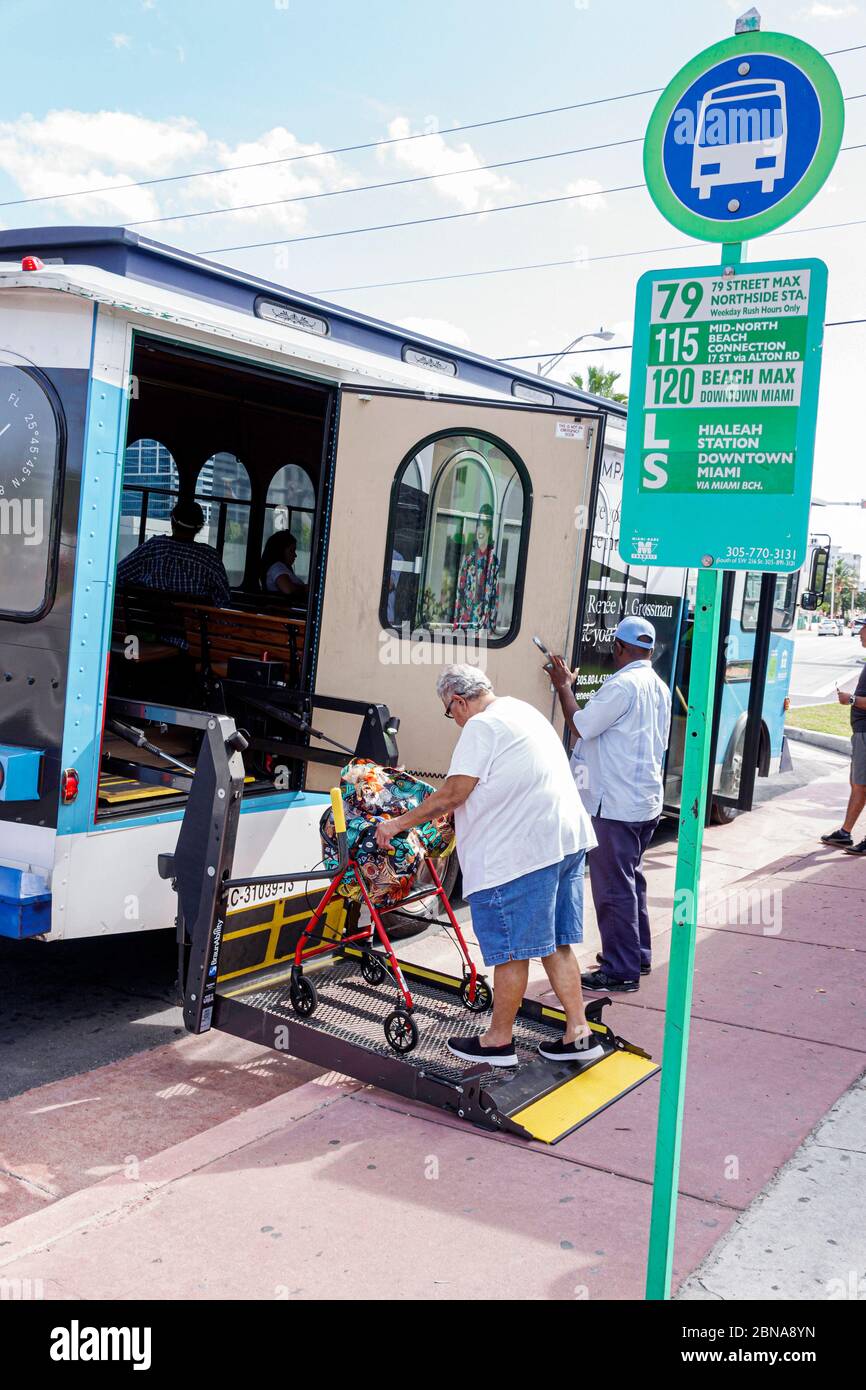 Miami Beach Florida Public Transportation Free Trolley Bus Stop