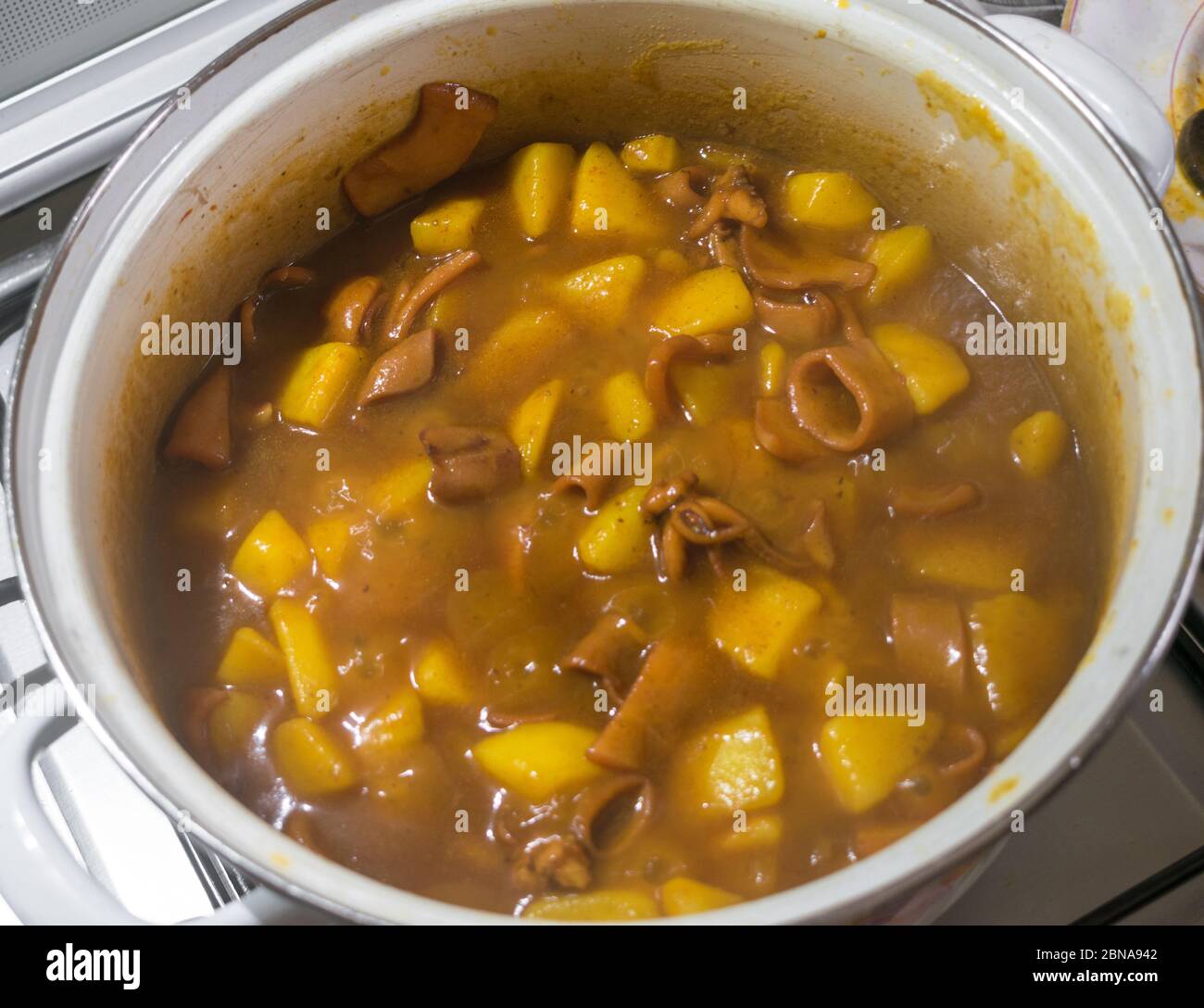 Top view of a stew with potatoes in a pot Stock Photo - Alamy