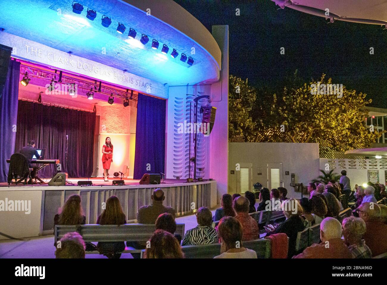Miami Beach Florida,North Beach Band Shell audience,night night ...