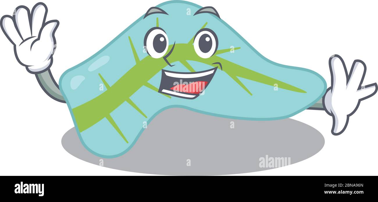A charming pancreas mascot design style smiling and waving hand Stock ...