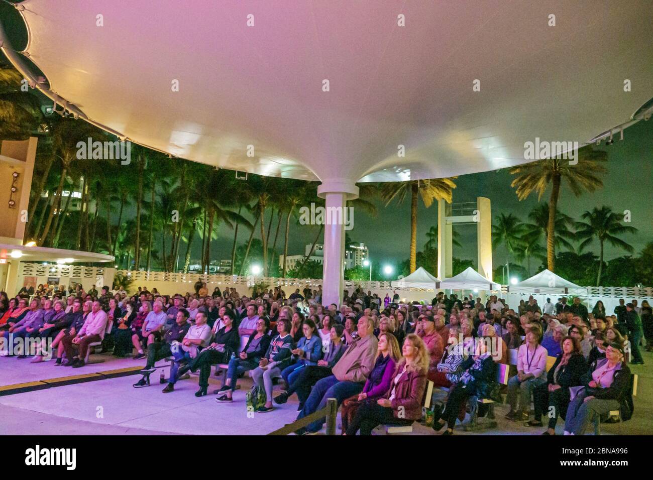 Miami Beach Florida,North Beach Band Shell audience,night,free opera ...
