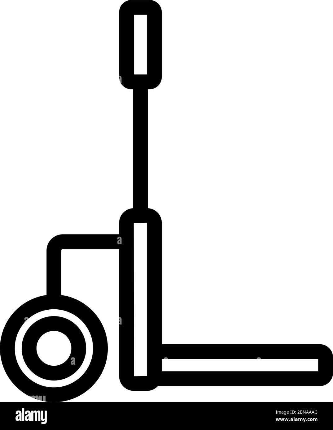 one wheeled trolley with handle icon vector outline illustration Stock ...