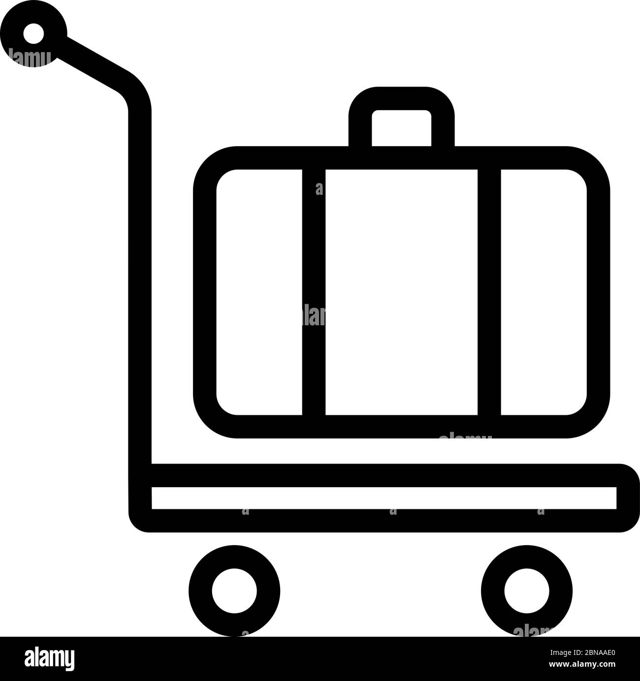 manual wheeled trolley with suitcase icon vector outline illustration ...
