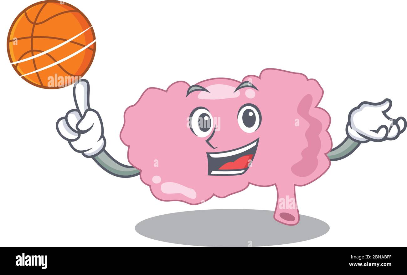 Sporty cartoon mascot design of brain with basketball Stock Vector ...