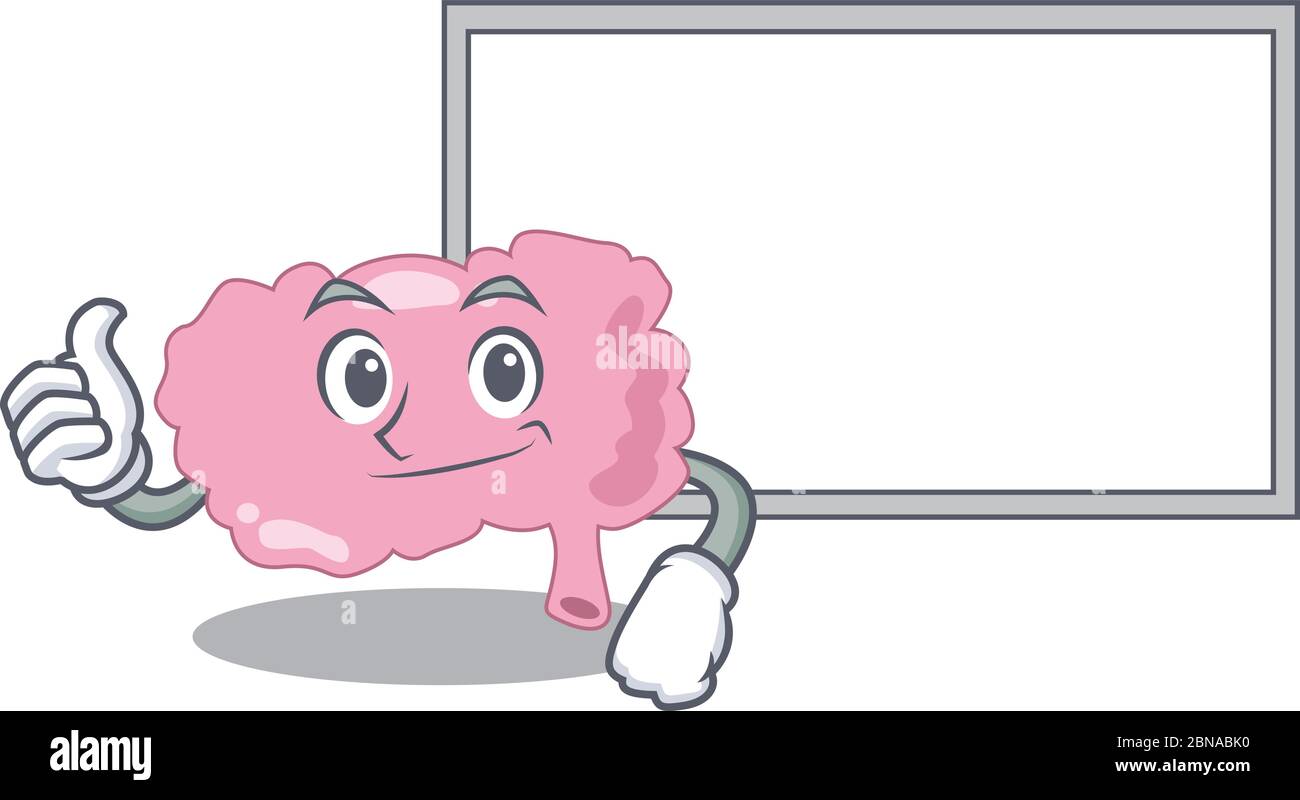 Brain cartoon design with Thumbs up finger bring a white board Stock ...