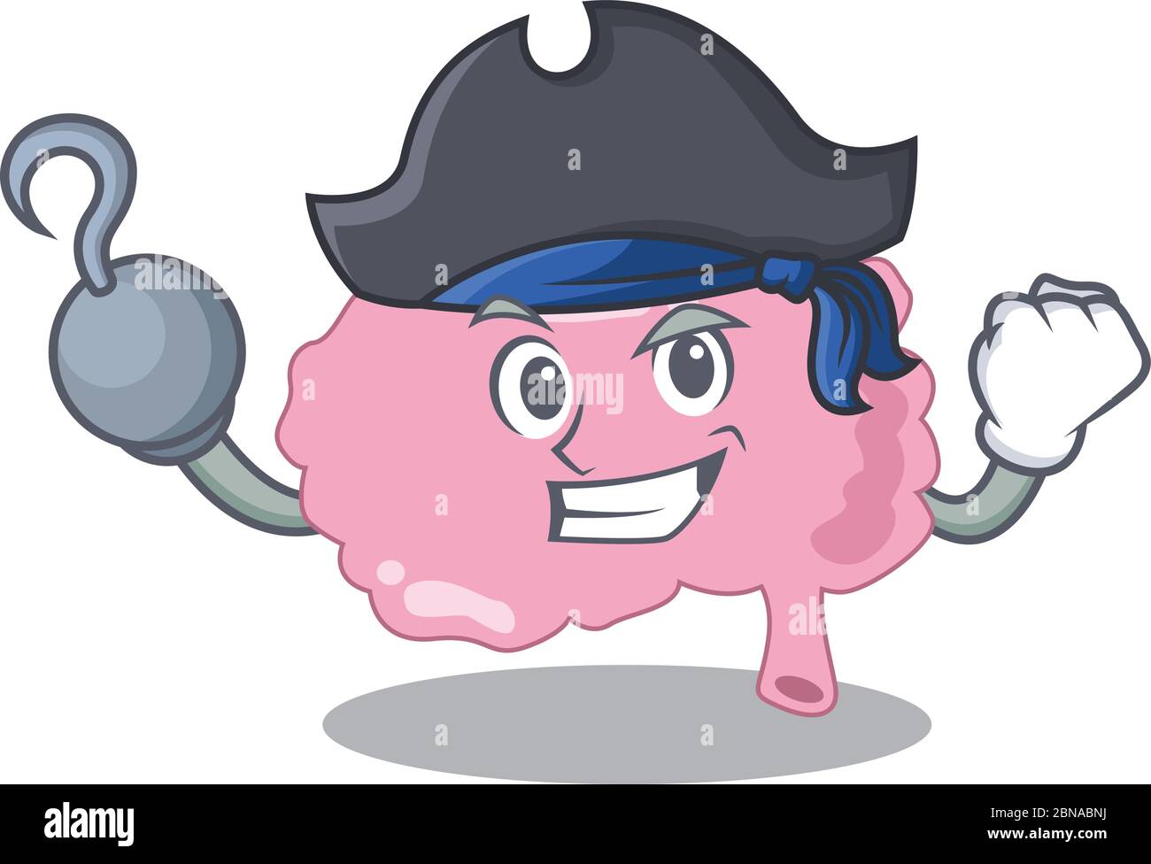 Brain cartoon design in a Pirate character with one hook hand Stock ...
