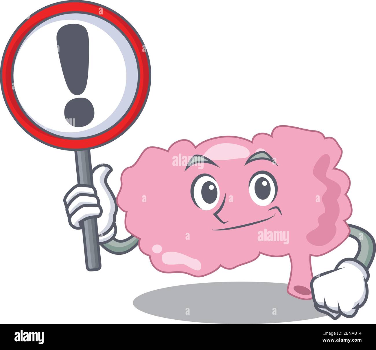 A cartoon icon of brain with a exclamation sign board Stock Vector ...