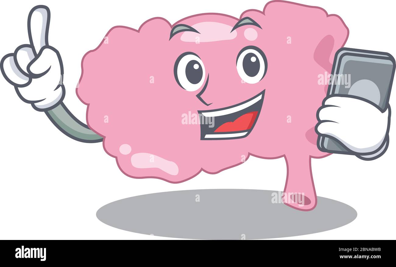 Brain caricature character speaking with friends on phone Stock Vector ...