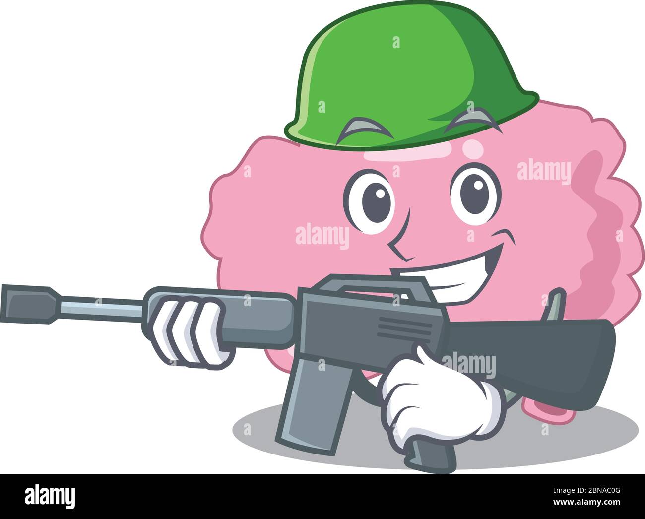 A cartoon picture of Army brain holding machine gun Stock Vector Image ...