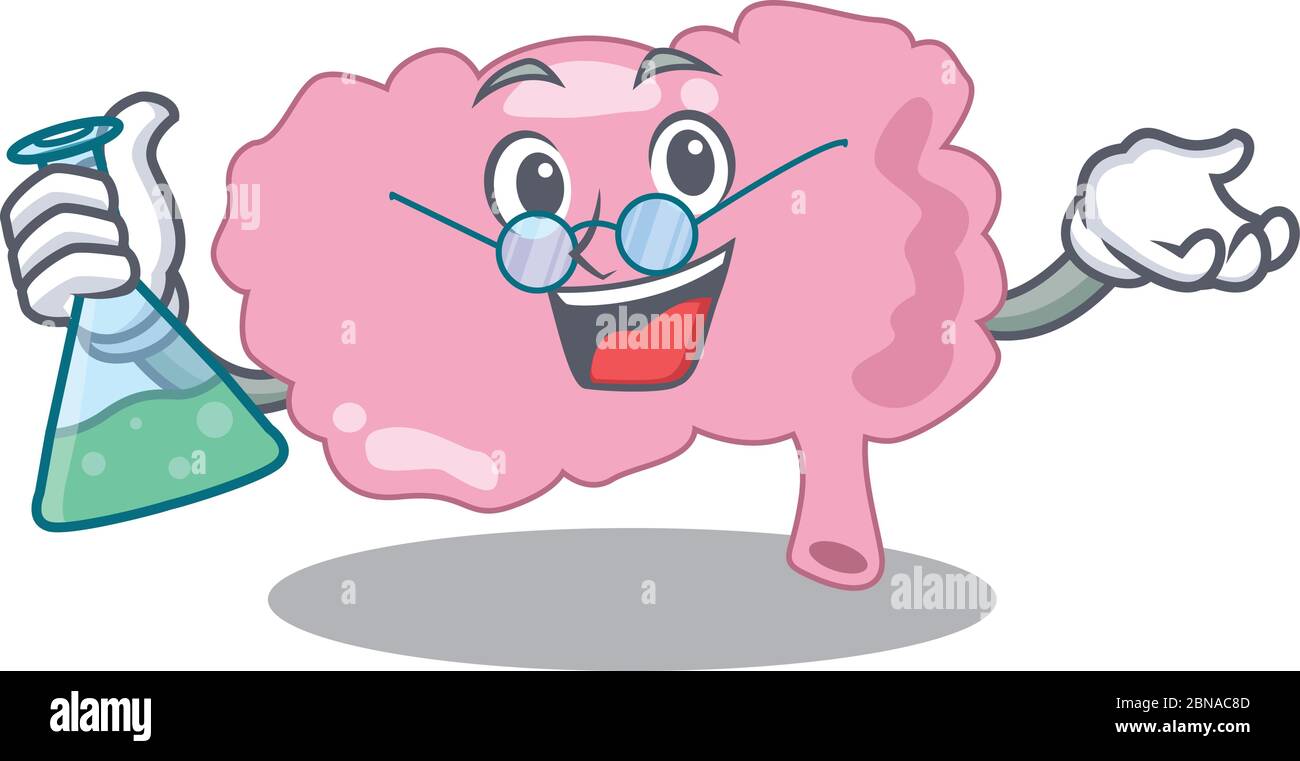 caricature character of brain smart Professor working on a lab Stock ...