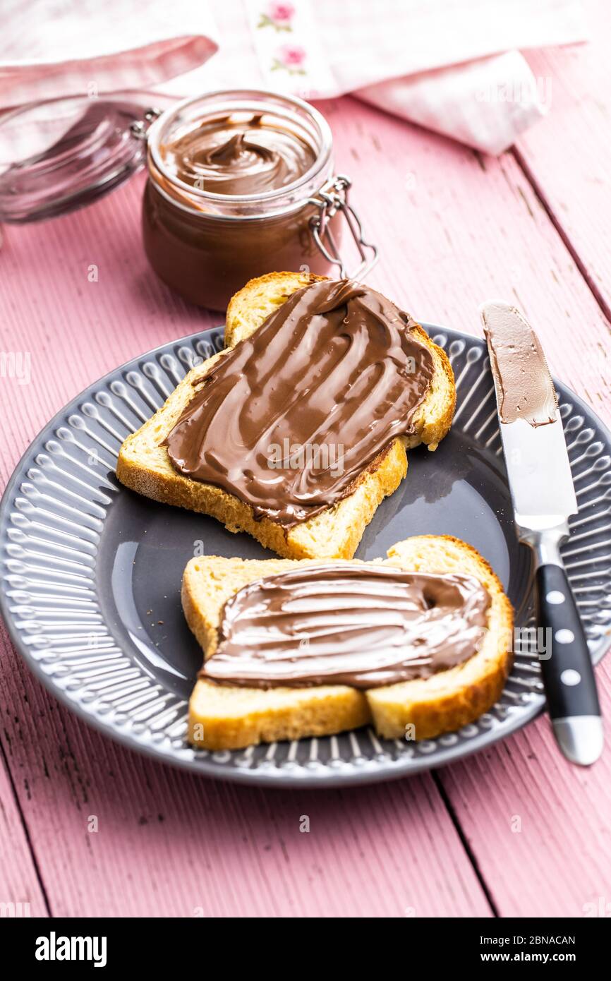 Chocolate spread on toast hi-res stock photography and images - Alamy