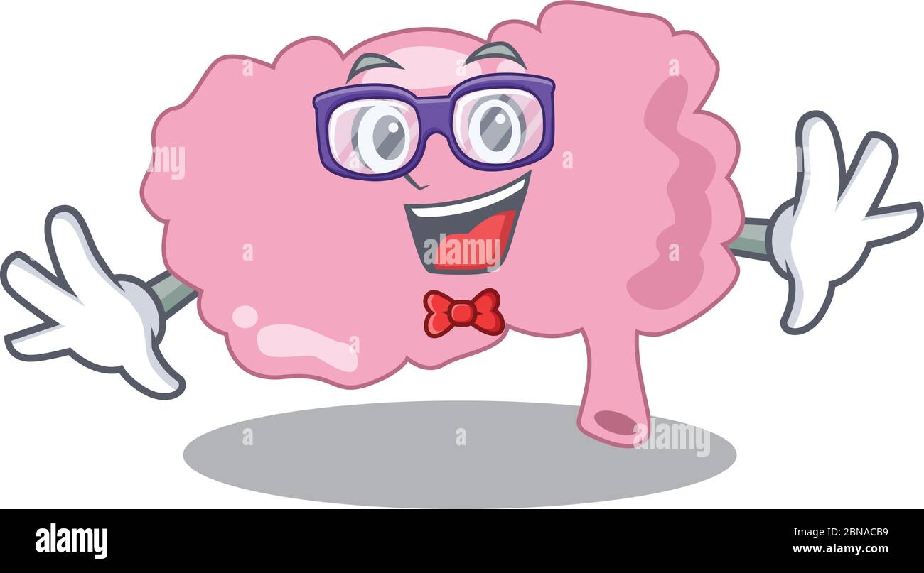A cartoon drawing of geek brain wearing weird glasses Stock Vector ...