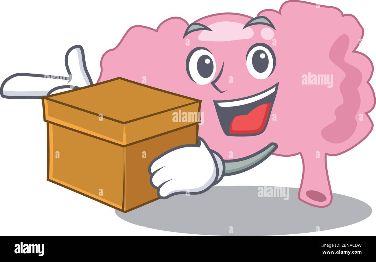 A cheerful brain cartoon design concept having a box Stock Vector Image ...